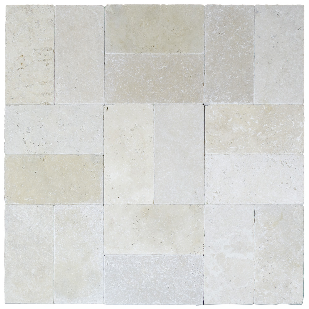 Ivory Tumbled Travertine Paver - StoneTileUS