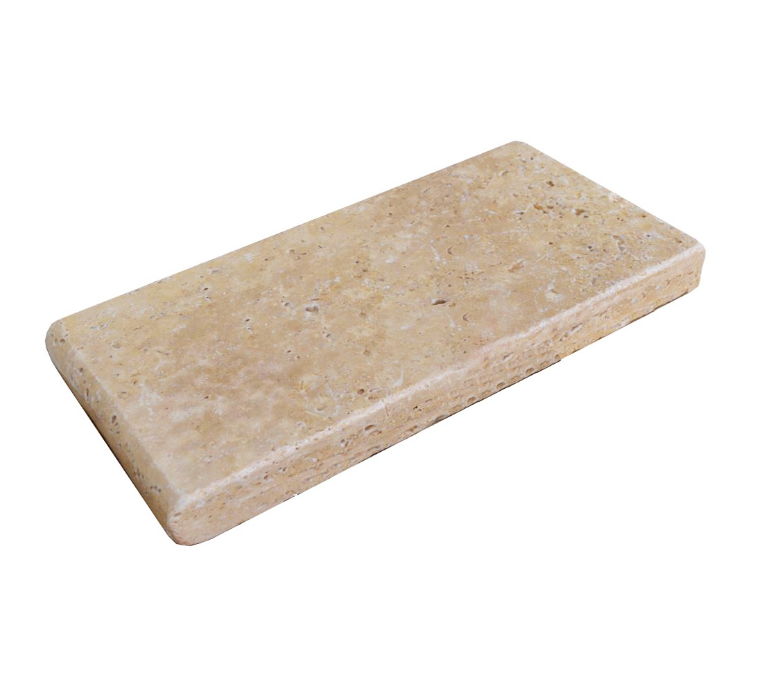 Walnut Tumbled Travertine Pool Copings - StoneTileUS